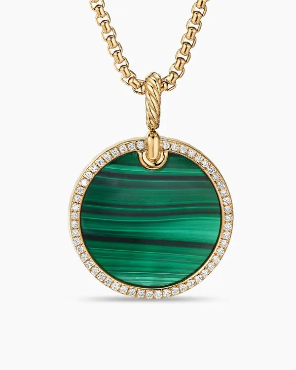 David Yurman Dy Elements® Disc Pendant With And Diamond - Malachite
