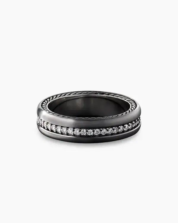 David Yurman Streamline® Band Ring In Grey Titanium With S, 6mm - Black ...