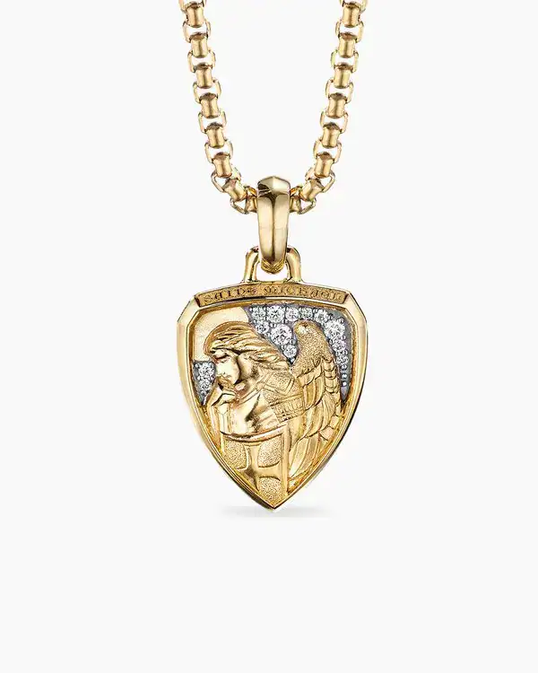 David Yurman St. Michael Amulet In 18k Yellow Gold With Pavé S ...