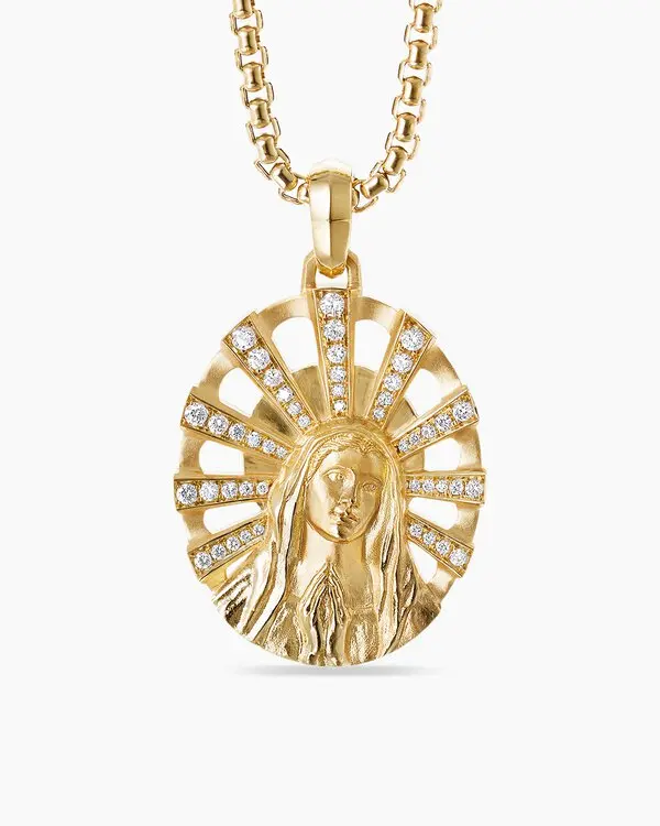 David Yurman Madonna Amulet In 18k Yellow Gold With Diamonds