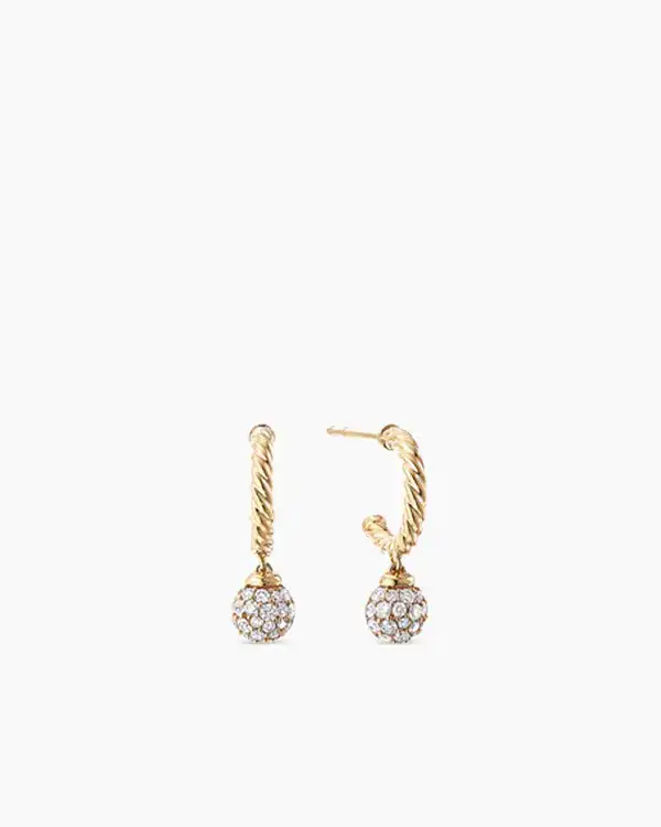 David Yurman Petite Solari Drop Earrings In 18k Yellow Gold With Pavé S ...