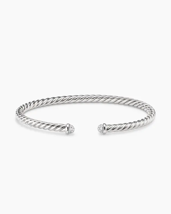 David Yurman 18k White Gold Cable Flex Bracelet With Diamonds