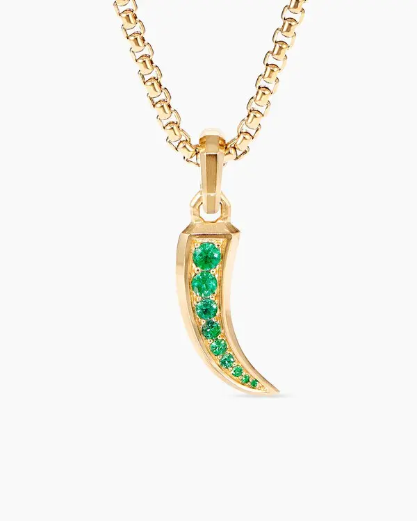 David Yurman Petrvs® Claw Amulet In 18k Yellow Gold With Emeralds