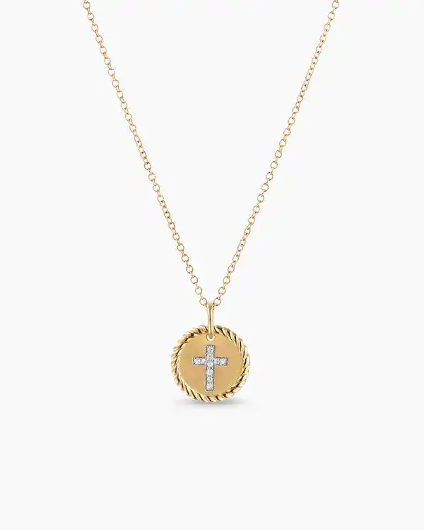 David Yurman Cable Collectibles® Cross Necklace In 18k Yellow Gold With ...