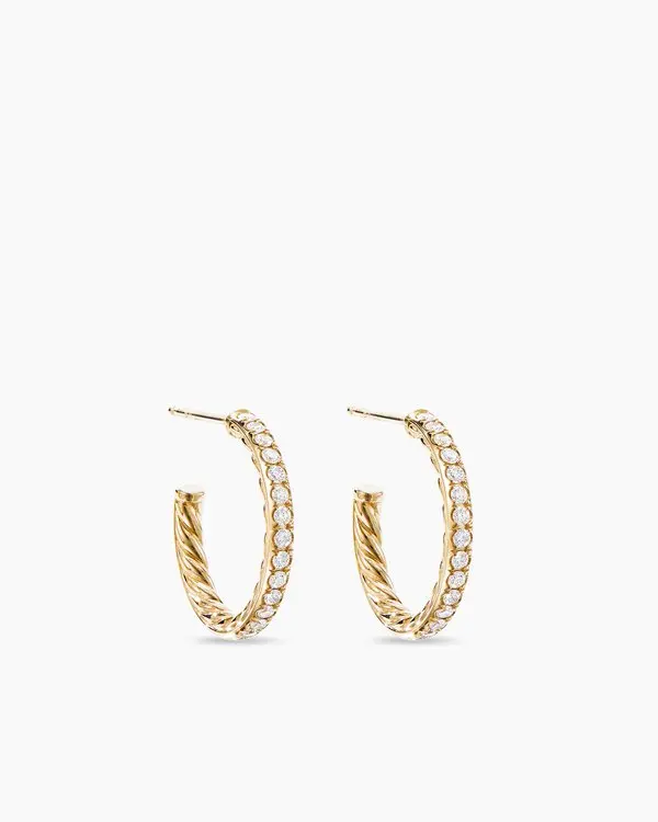 David Yurman Sculpted Cable Hoop Earrings - Diamond