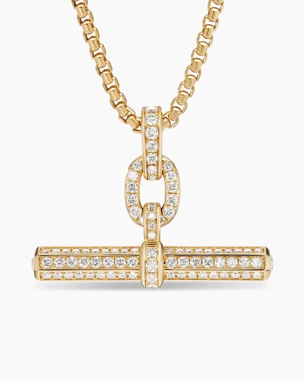David Yurman Lexington Barrel Pendant In 18k Yellow Gold With Diamonds