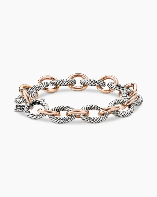 David Yurman Oval Link Chain Bracelet - Silver/18k Rose Gold