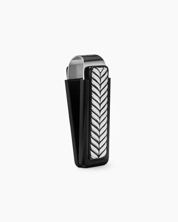 David Yurman Chevron Money Clip In Sterling Silver With Black Aluminum