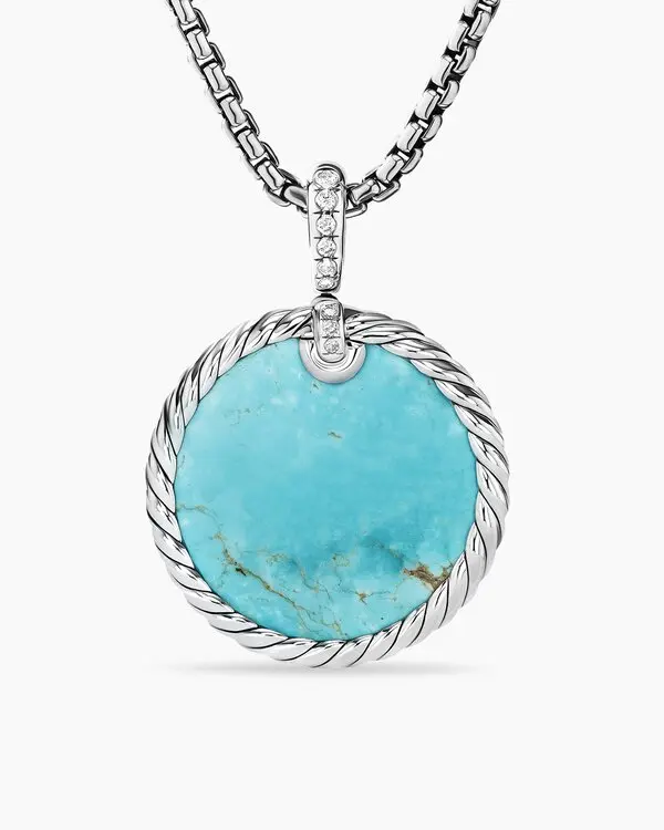 David Yurman Dy Elements Reversible Pendant - Matrix Kingman Tq Wht Agate Mop