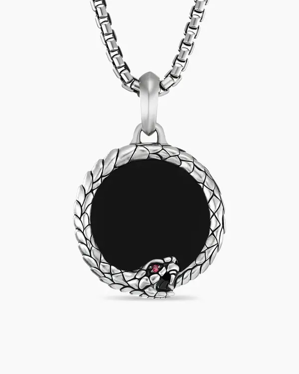 David Yurman Sterling Silver Ouroboros Amulet With And Ruby - Black Onyx