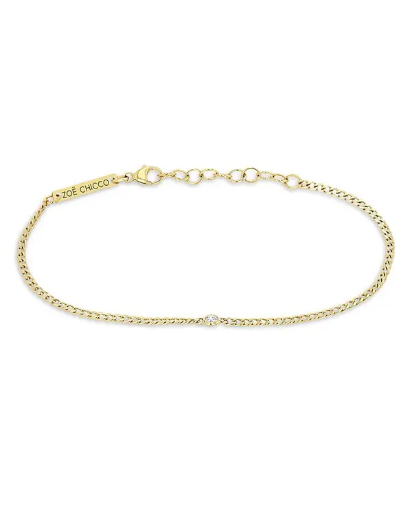 Zoe Chicco 14k Yellow Diamond Curb Link Bracelet