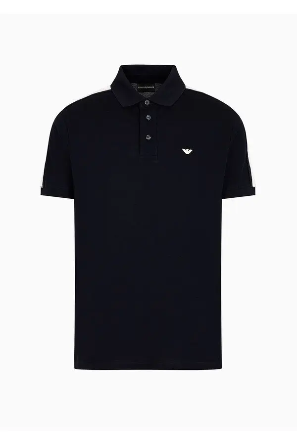 Emporio Armani Men Mercerised Piqué Polo Shirt With Micro Eagle