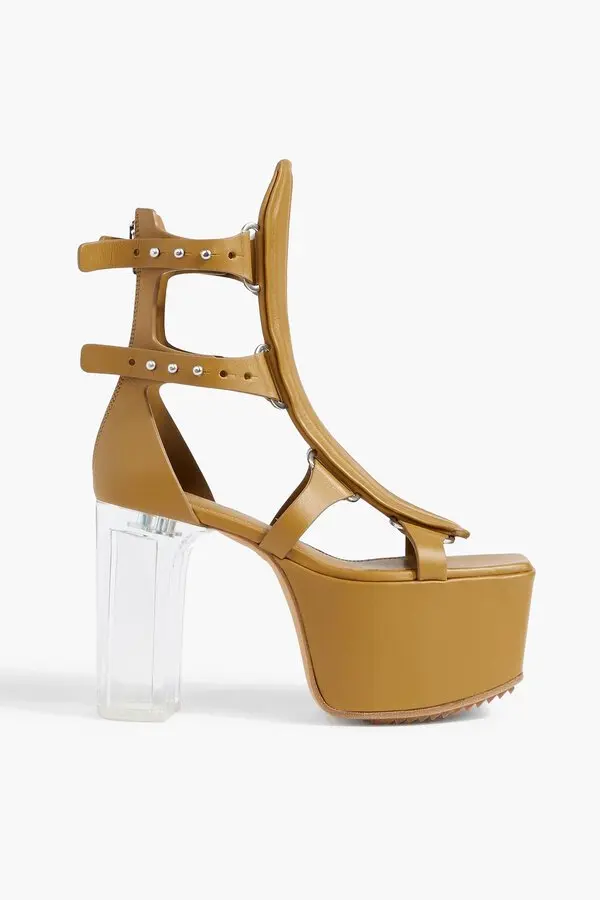 Rick Owens Leather Platform Sandals - Mustard