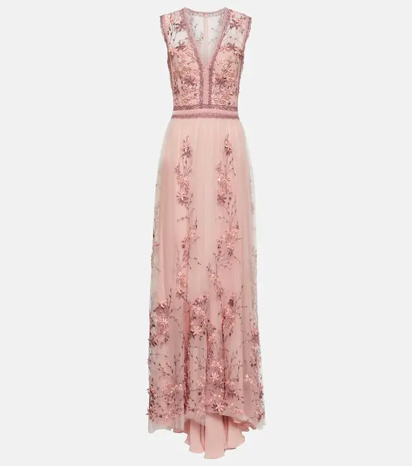 Buy Costarellos Eva Embroidered Tulle Gown - Pink At 30% Off | Editorialist