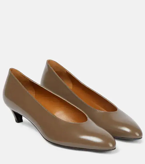 The Row New Almond Leather Pumps - Brown | Editorialist