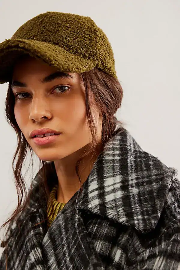 Free People Beau Sherpa Baseball Hat - Green | Editorialist display picture 1
