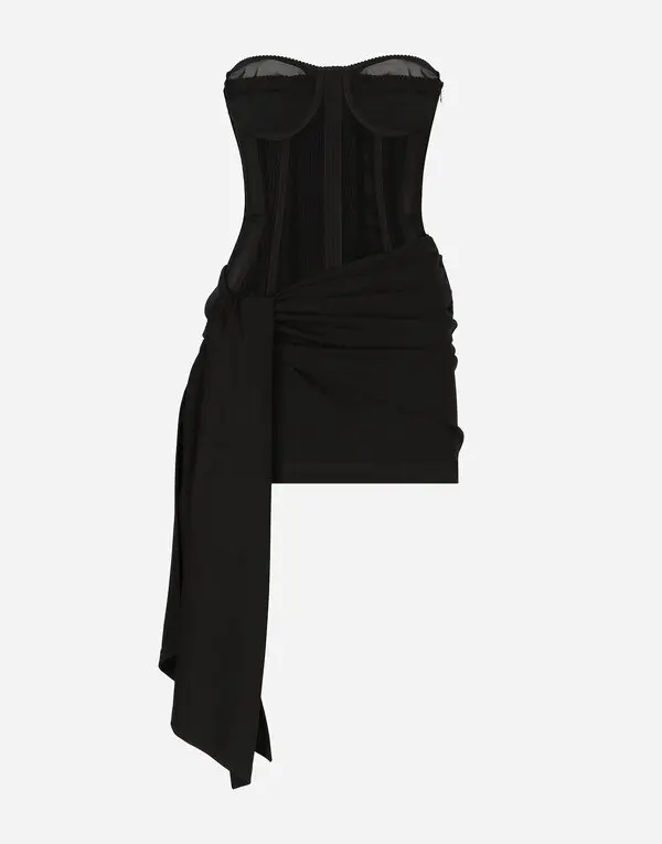 Dolce & Gabbana Short Milano Rib Jersey Dress With Corset Detailing