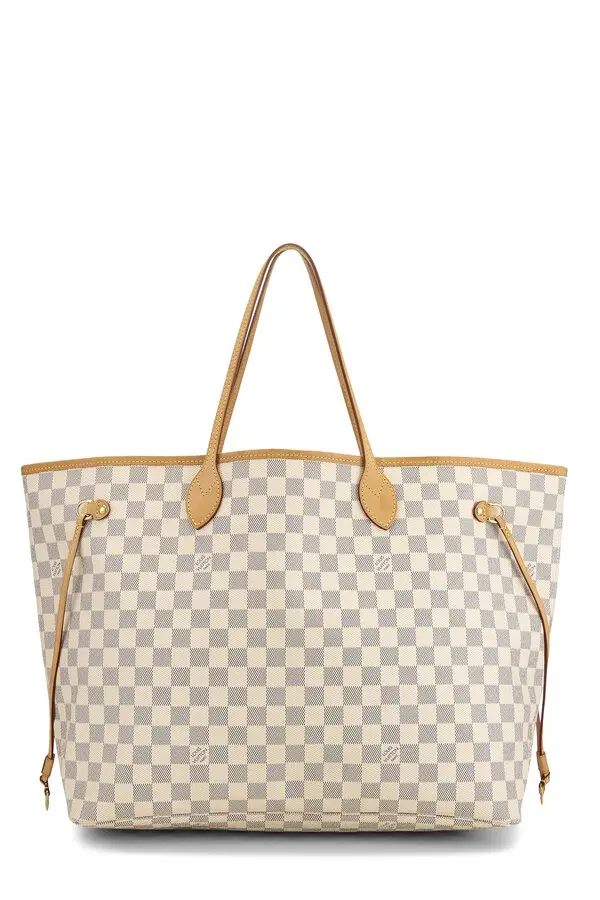 LOUIS VUITTON Damier Azur Neverfull Gm - White