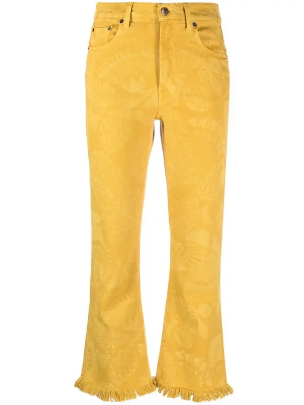 La DoubleJ Fringed Cropped Jeans