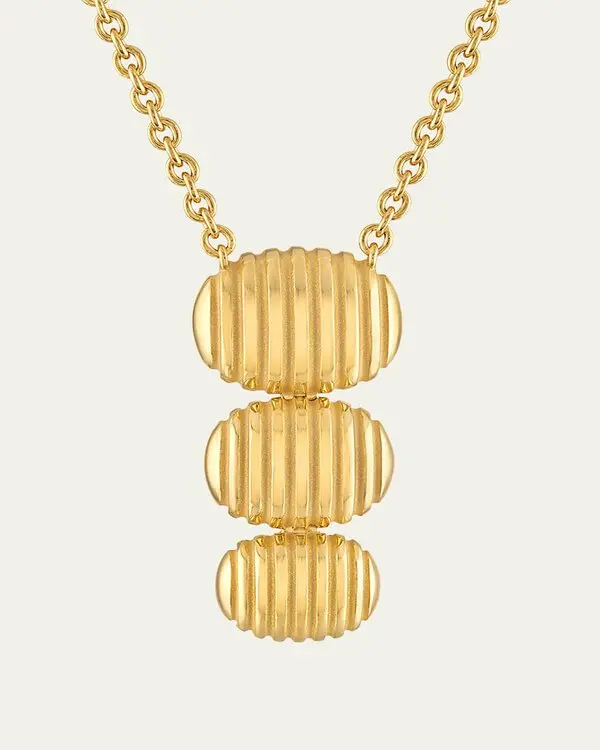 PAMELA ZAMORE 18k Yellow Gold Isla Triple Oval Pendant Necklace - Yg