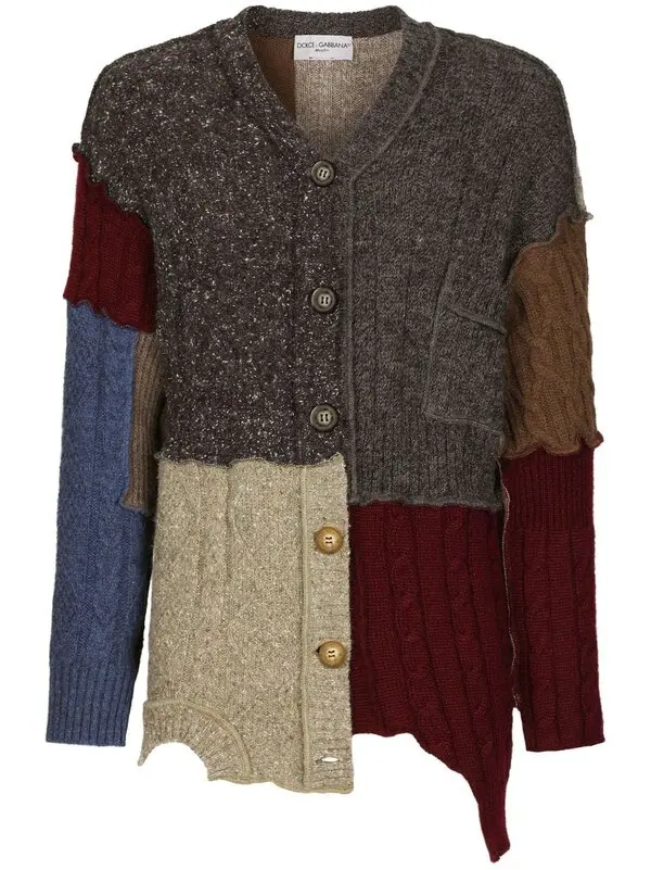 Dolce & Gabbana Patchwork Distressed Cardigan - Neutrals