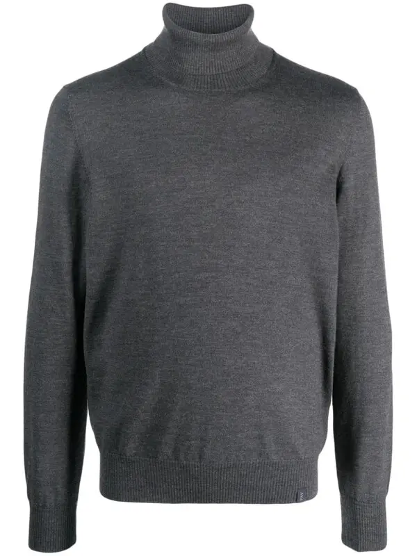 FAY Roll-neck Wool Jumper - Grey