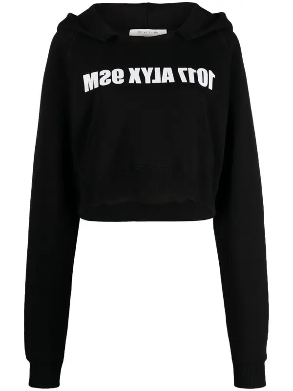 1017 Alyx 9sm Logo-print Cropped Hoodie - Black