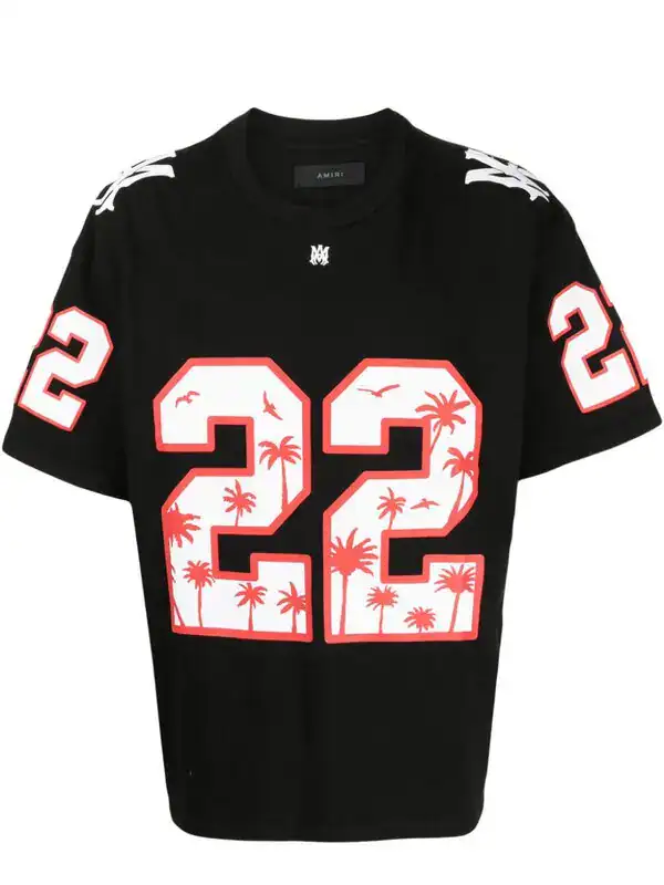 Amiri 22 Football Cotton T-Hirt In Black - 25% Off | Editorialist