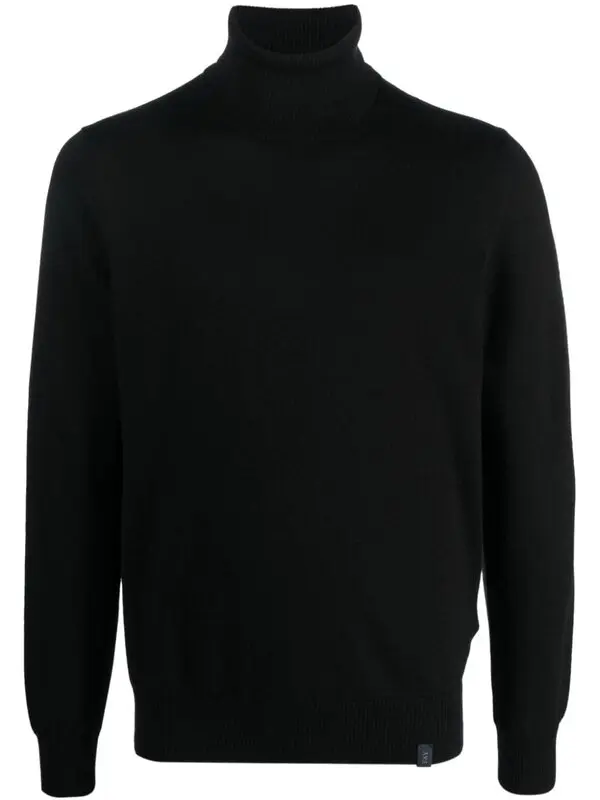 FAY Roll-neck Virgin Wool Jumper - Black