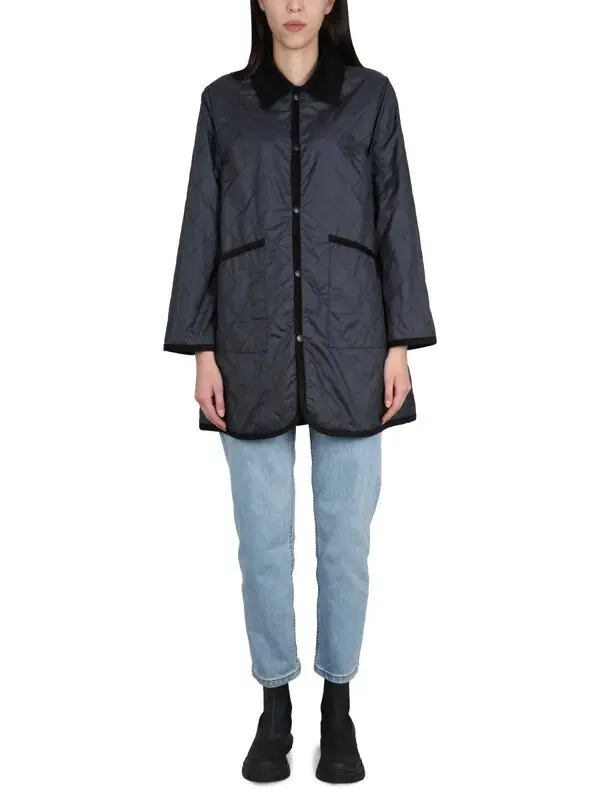 LAVENHAM Nylon Jacket With Velvet Collar - Black