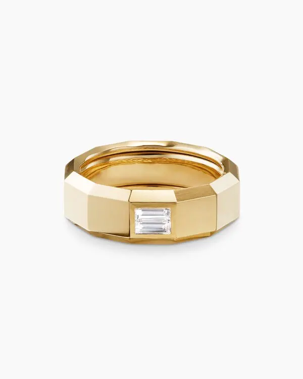 David Yurman Faceted Band Ring In 18k Yellow Gold With