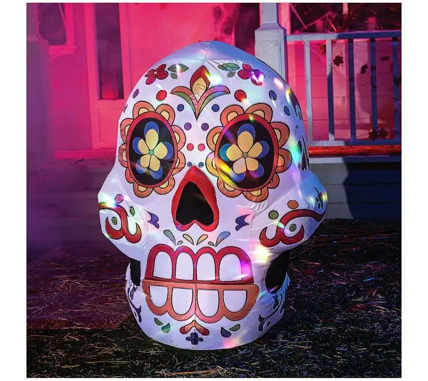 JOIEDOMI 4 Ft Day Of The Dead W/kaleidoscope Li Ght Inflatable