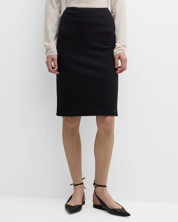 Emporio Armani Milano Jersey Pencil Midi Skirt - Black