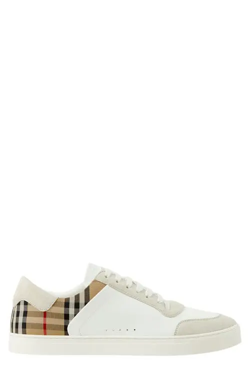 Burberry Stevie Leather & Canvas Check Sneakers