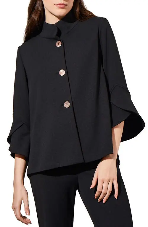 Ming Wang Bell Sleeve Trapeze Jacket - Black | Editorialist