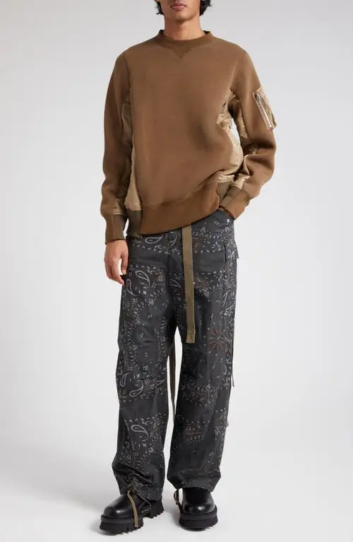 Sacai Sponge Mixed Media Crewneck Sweatshirt