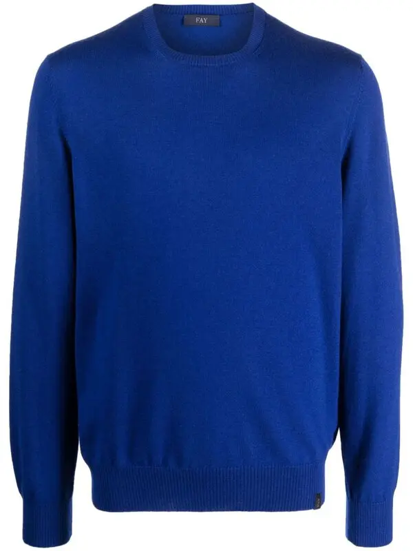 FAY Crew-neck Wool Jumper - Blue