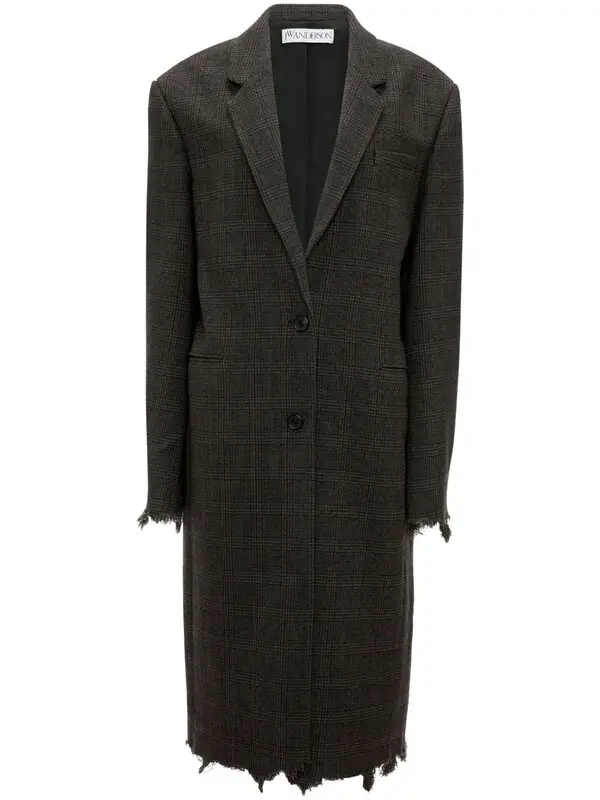 JW Anderson Check-print Distressed-effect Coat