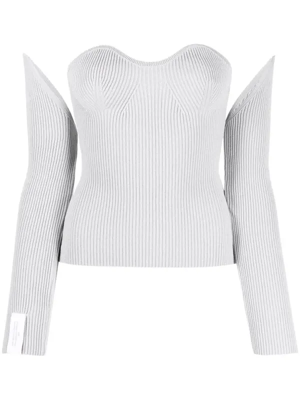 Rokh Ribbed-knit Bustier-style Top