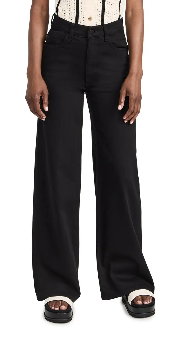 DL1961 Hepburn Wide Leg High Rise Jeans - Jet Black