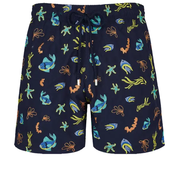 Vilebrequin Mistral Naive Fishes Embroidered Swim Trunks