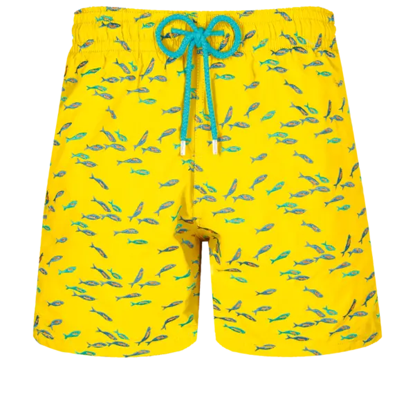 Vilebrequin Swim Trunks Embroidered Gulf Stream Limited Edition Swimsuit Mistral - Yellow
