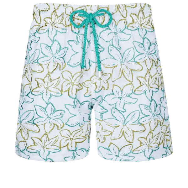 Vilebrequin Swim Trunks Embroidered Raiatea Limited Edition Swimsuit Mistral - White