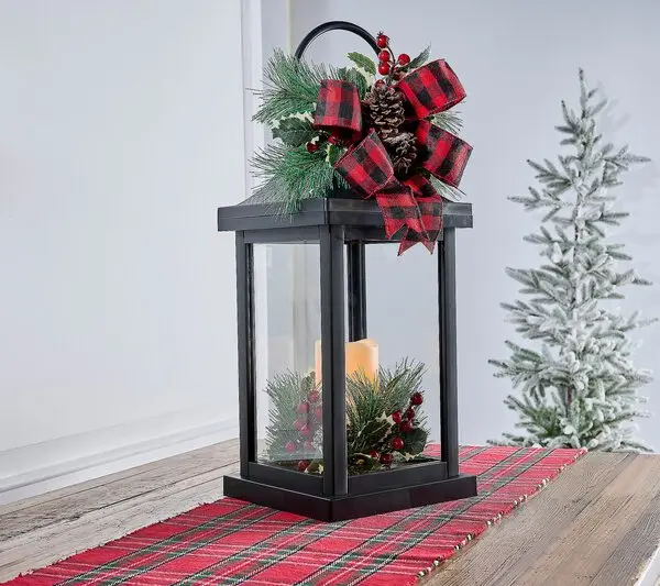 BARBARA KING As Is 19' Illuminated Lantern W/ Greenery