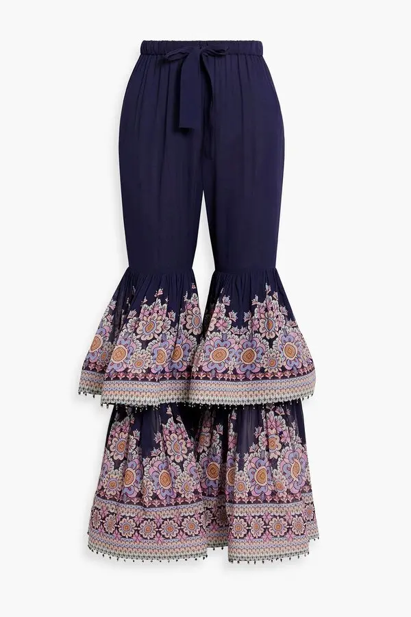 Zimmermann Tiered Floral-print Flared Pants