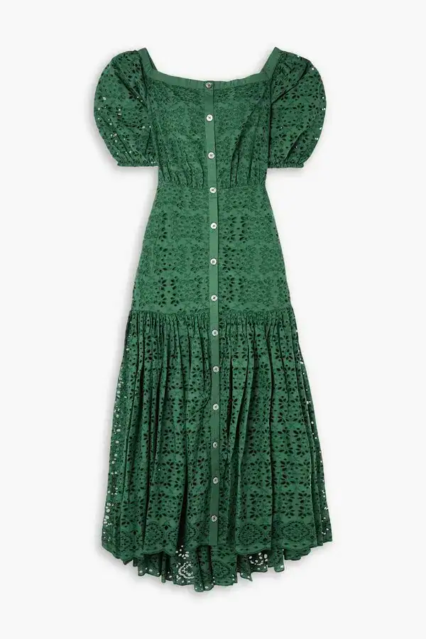 Buy Veronica Beard Cali Broderie Anglaise Maxi Dress - Forest Green At 79%  Off | Editorialist