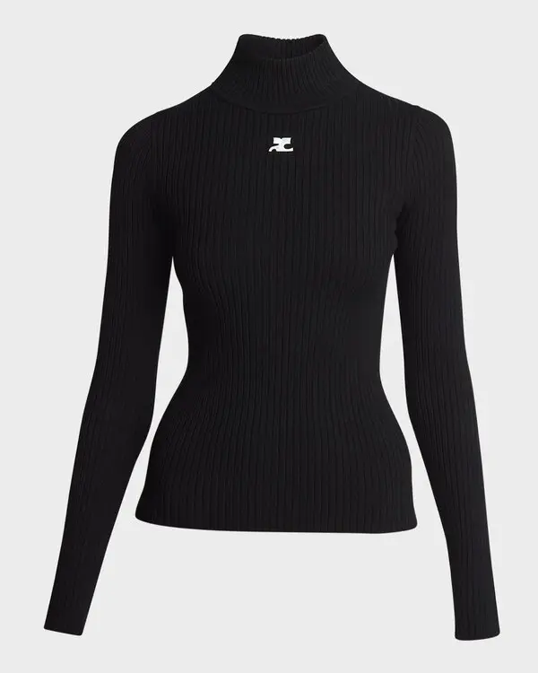 COURREGES Turtleneck Ribbed Sweater - Black