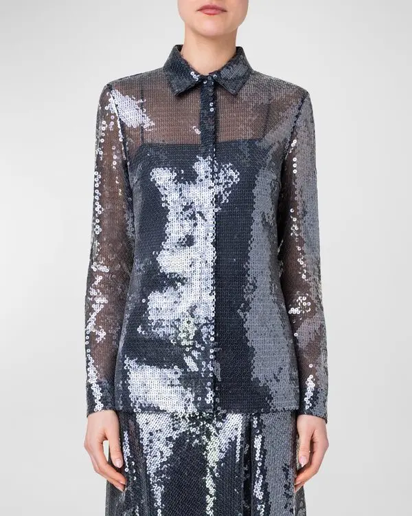 Akris Liquid Paillette Embellished Blouse