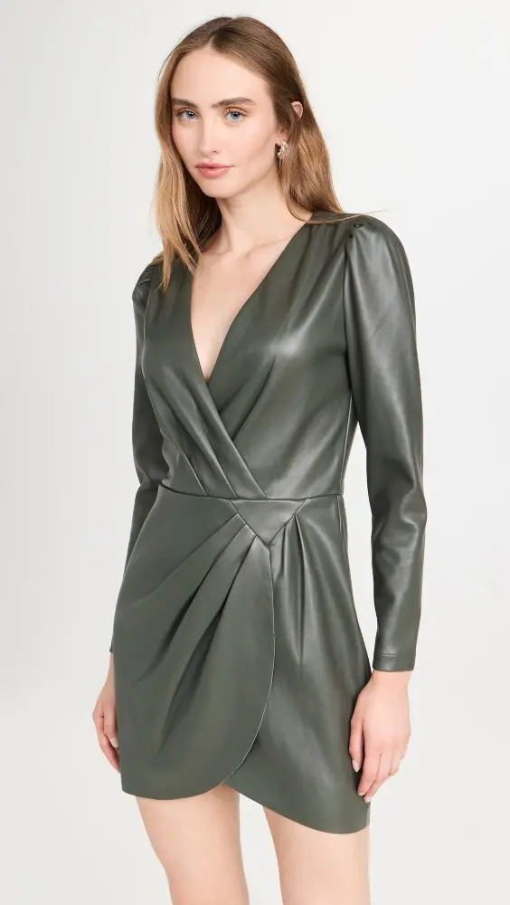 Saylor Veronicka Faux Leather Mini Dress In Sage Gray - 75% Off |  Editorialist