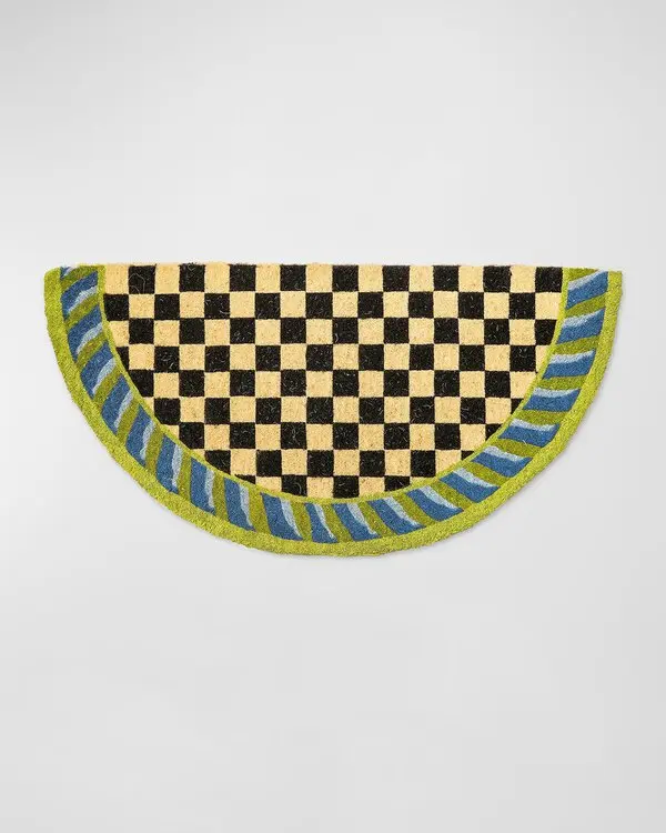 MACKENZIE-CHILDS Courtly Check Half Round Entrance Mat